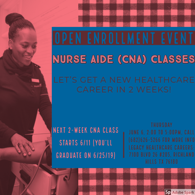 Fort Worth CNA Classes – Legacy Healthcare Careers Medication Aide ...